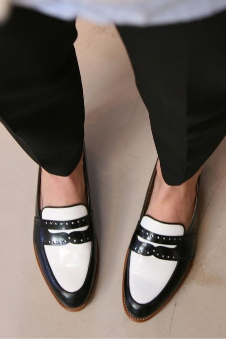Leather Colorblock Penny Loafer Flats [Pre Order] – uniydress