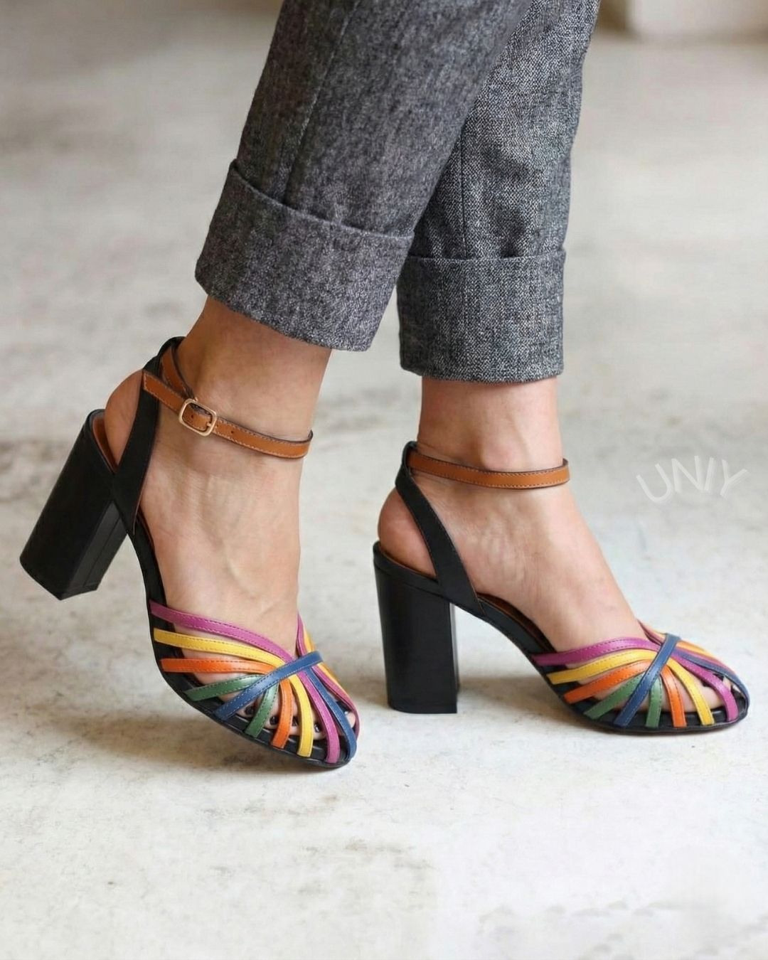 Vintage Color Block Peep Toe Bow Detail Block Heels [Pre Order] – uniydress